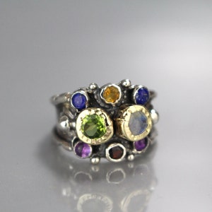 Gemstone Statement Ring, Multistone Ring, Statement Ring, Eye Ring, 9K ...