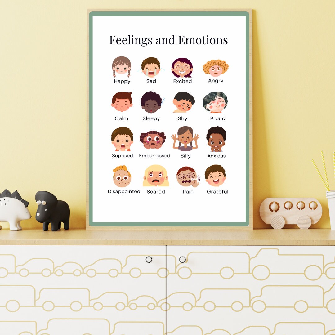 Feelings Chart and Emotions Chart for Kids Printable Poster / Decor ...