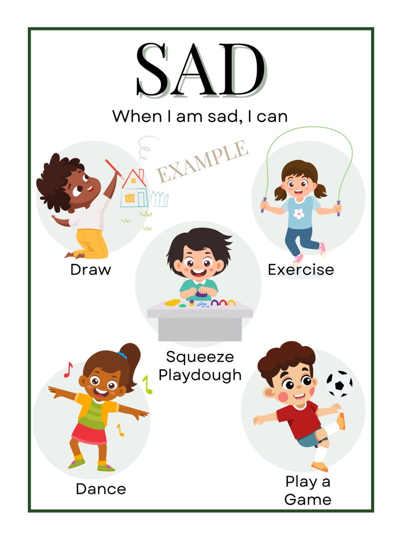 Feelings Chart and Emotions Chart for Kids Printable Poster / Decor ...