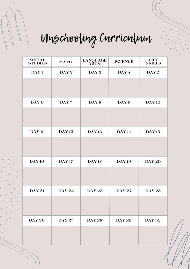 Unschooling Curriculum Homeschool Planner Workbook | Homeschool Lesson ...