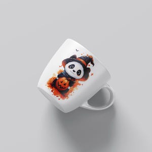 Cute Panda Halloween Clipart, Watercolor Panda Halloween Illustration ...