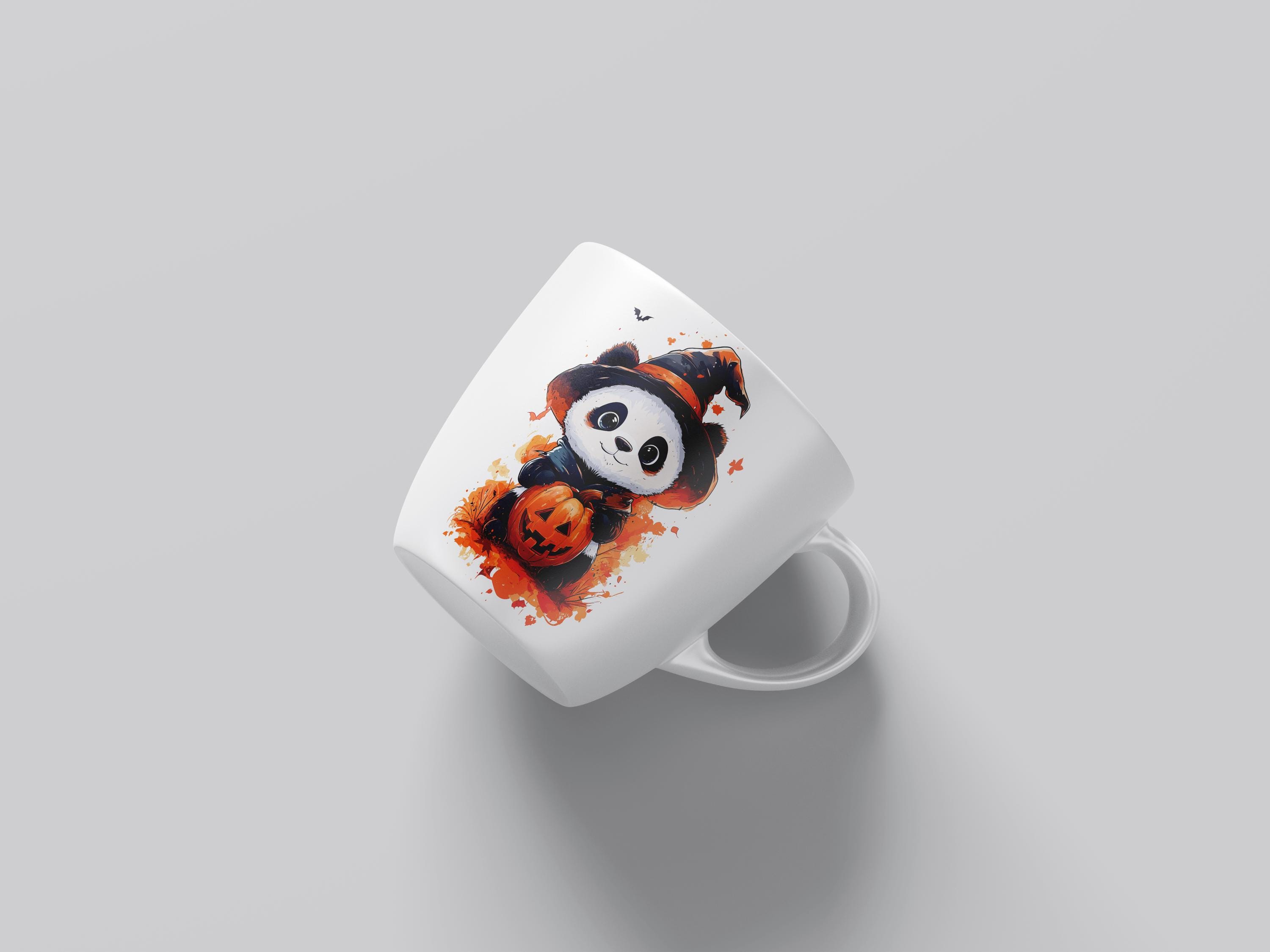 Cute Panda Halloween Clipart, Watercolor Panda Halloween Illustration ...
