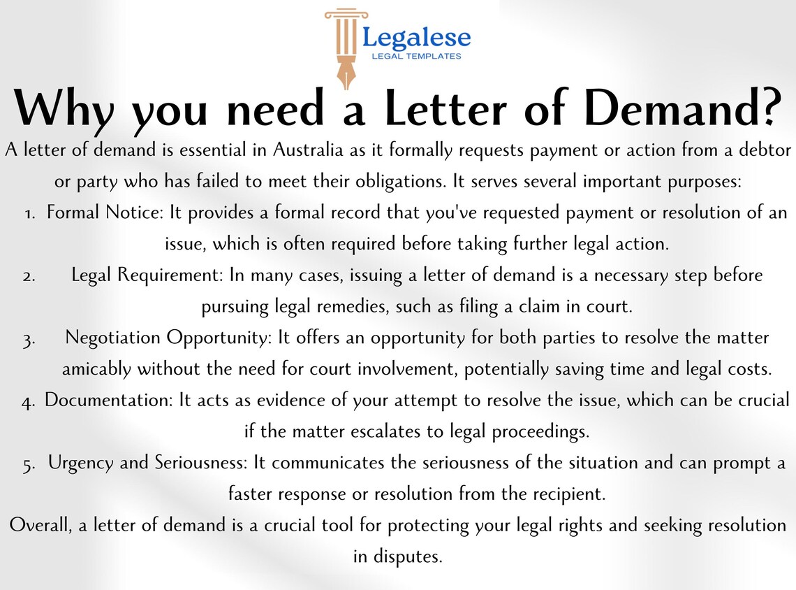 Letter of Demand - Bundle - Demand Letter, Demand Letter Template ...