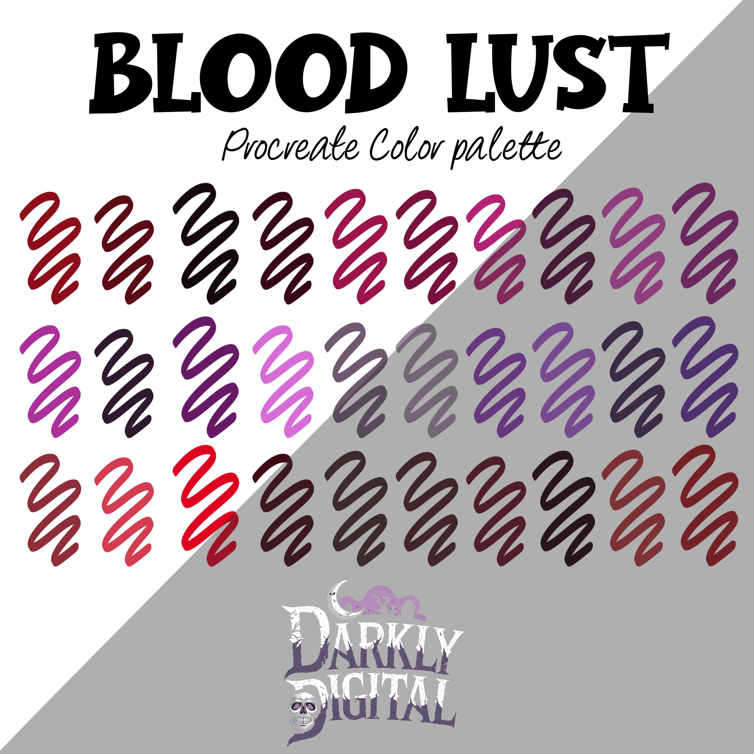 Blood Lust Procreate Color Palette | Spooky Color Palette | Gothic ...