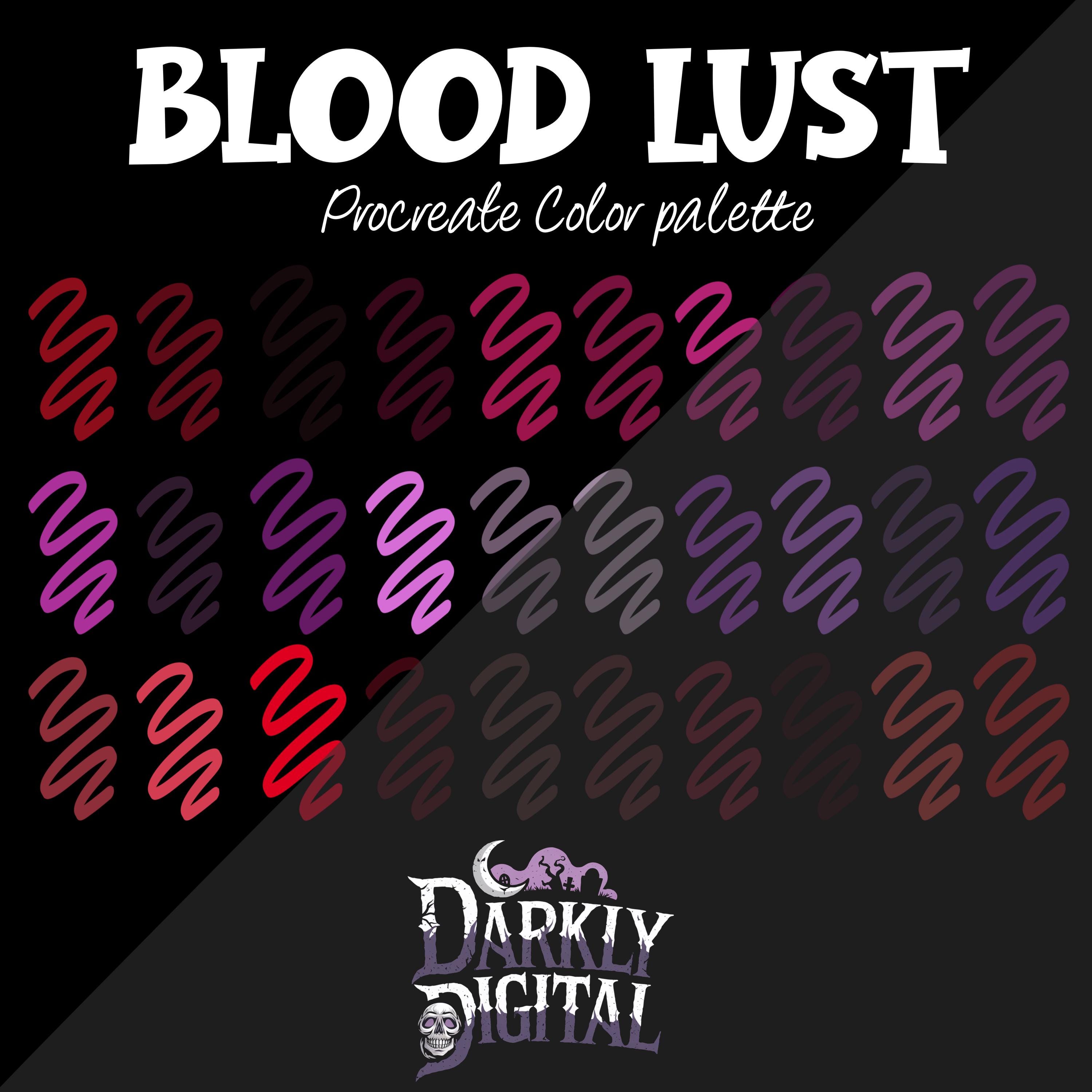 Blood Lust Procreate Color Palette | Spooky Color Palette | Gothic ...