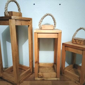 Rustic Wooden Lantern Set – Handmade Lanterns With Rope Handles (set of ...
