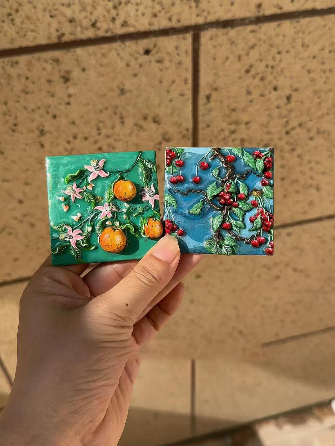 Handmade Fridge Magnets, Cute Hand Painted Orange Clay Fridge Magnets ...