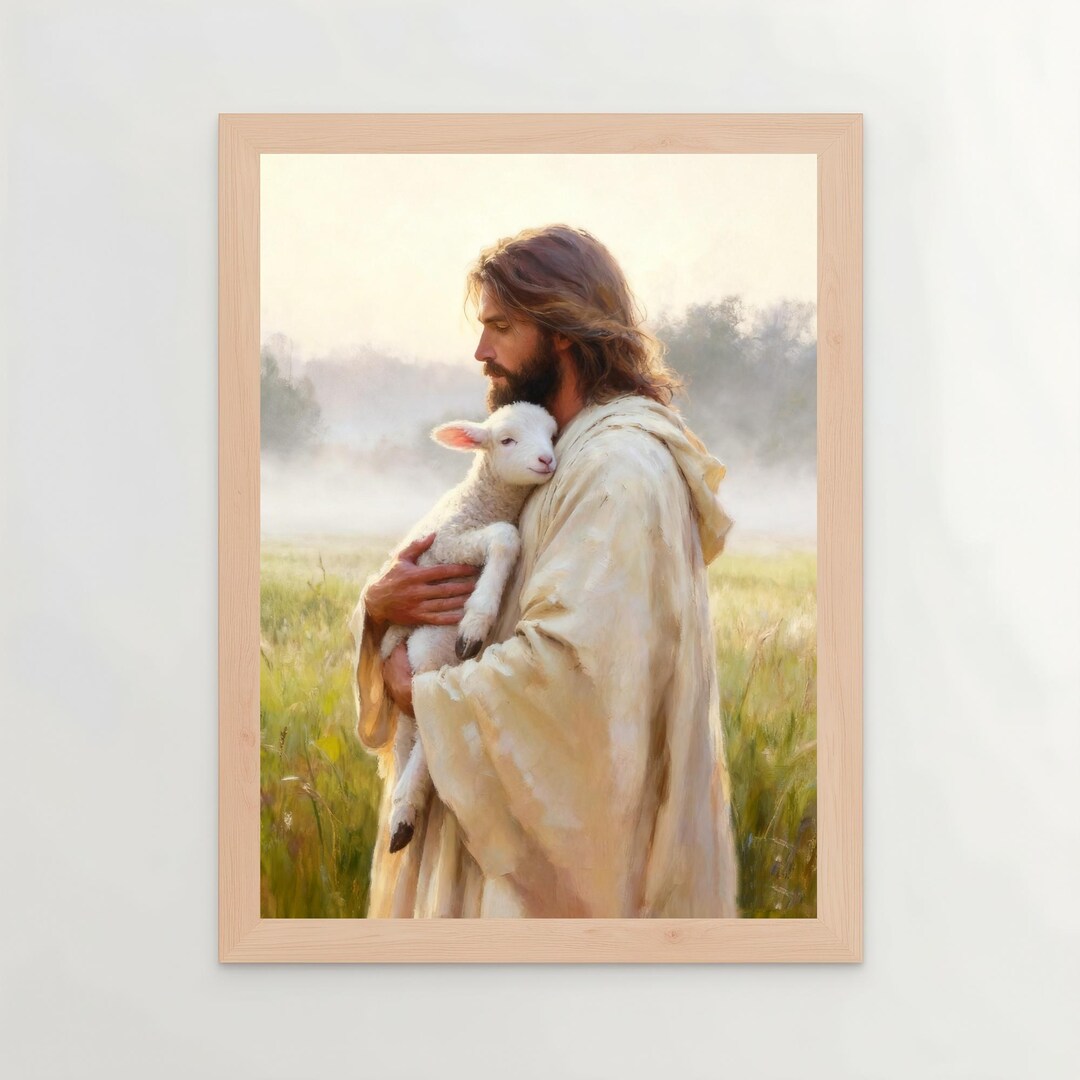 The Shepherd and the Lamb, Christian Art, Jesus Print, Jesus Wall Art ...