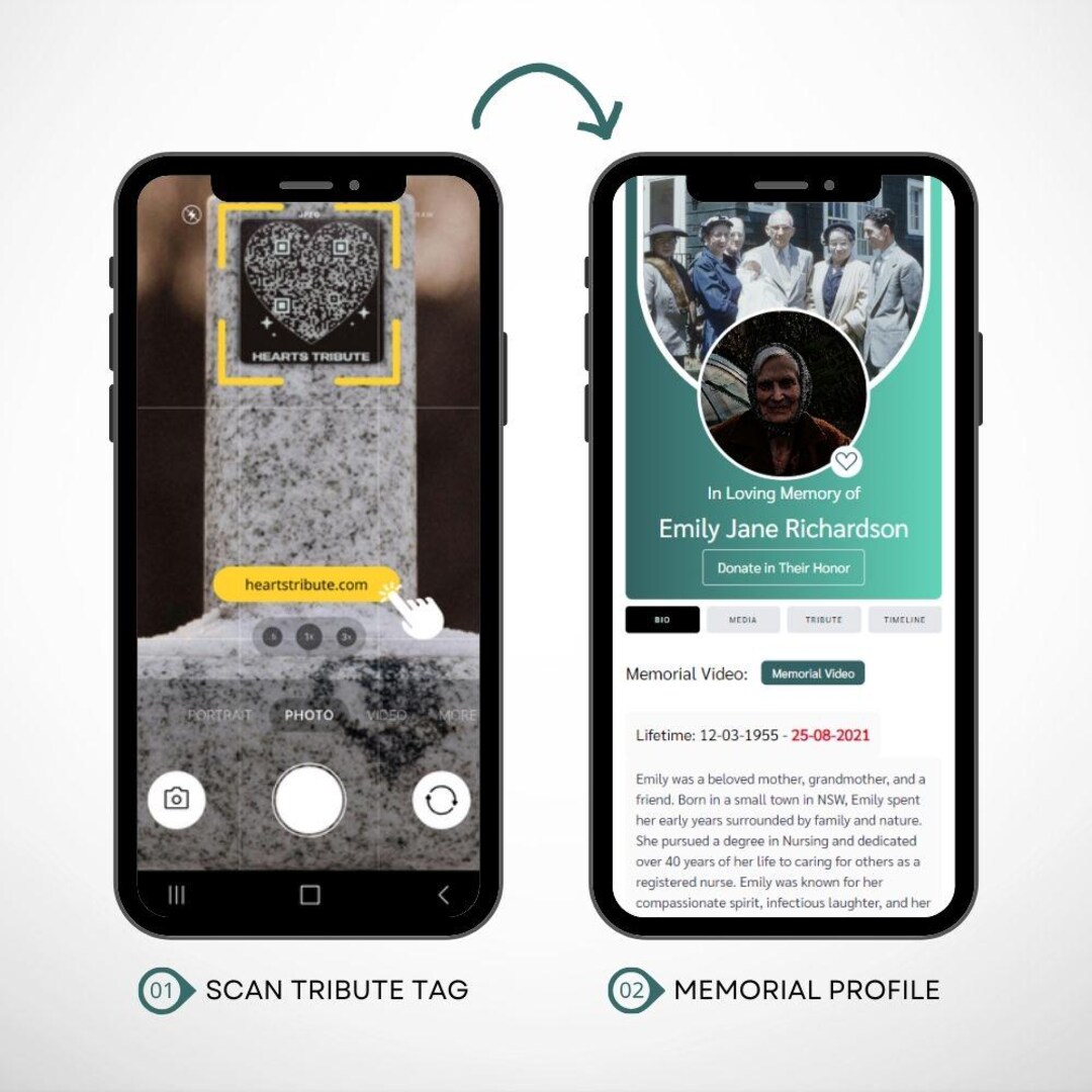 Memorial Webpage and QR Code Medallion Plaque for Loved Ones' Cemetery ...