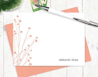 Personalized Note Card Set CONEFLOWER Set of 12 Flat Cards | Etsy