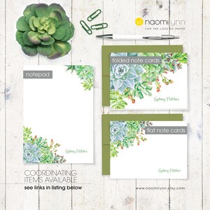 Personalized Stationery Set SUCCULENT GARDEN WATERCOLOR Flowers Floral ...