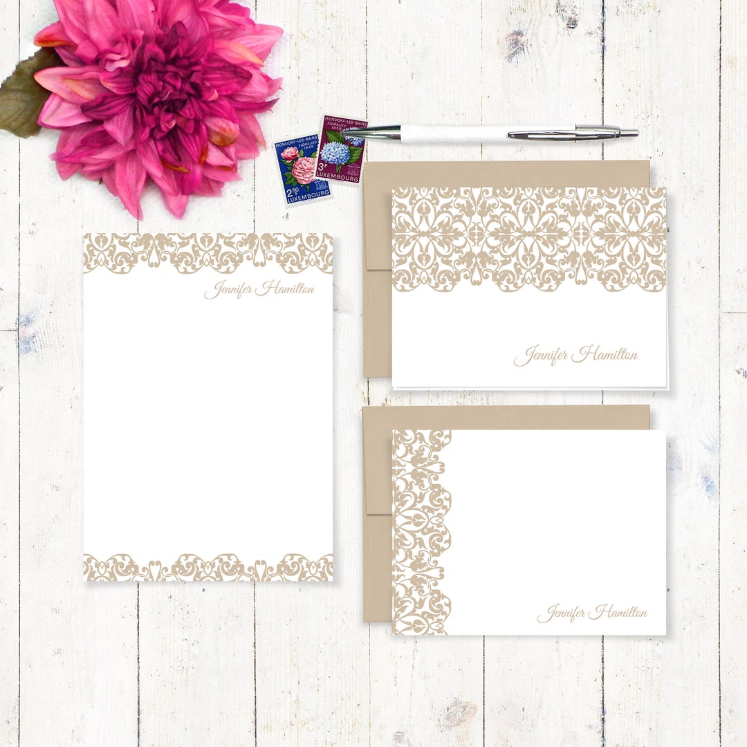 Complete Personalized Stationery Set LACY EDGE - Etsy