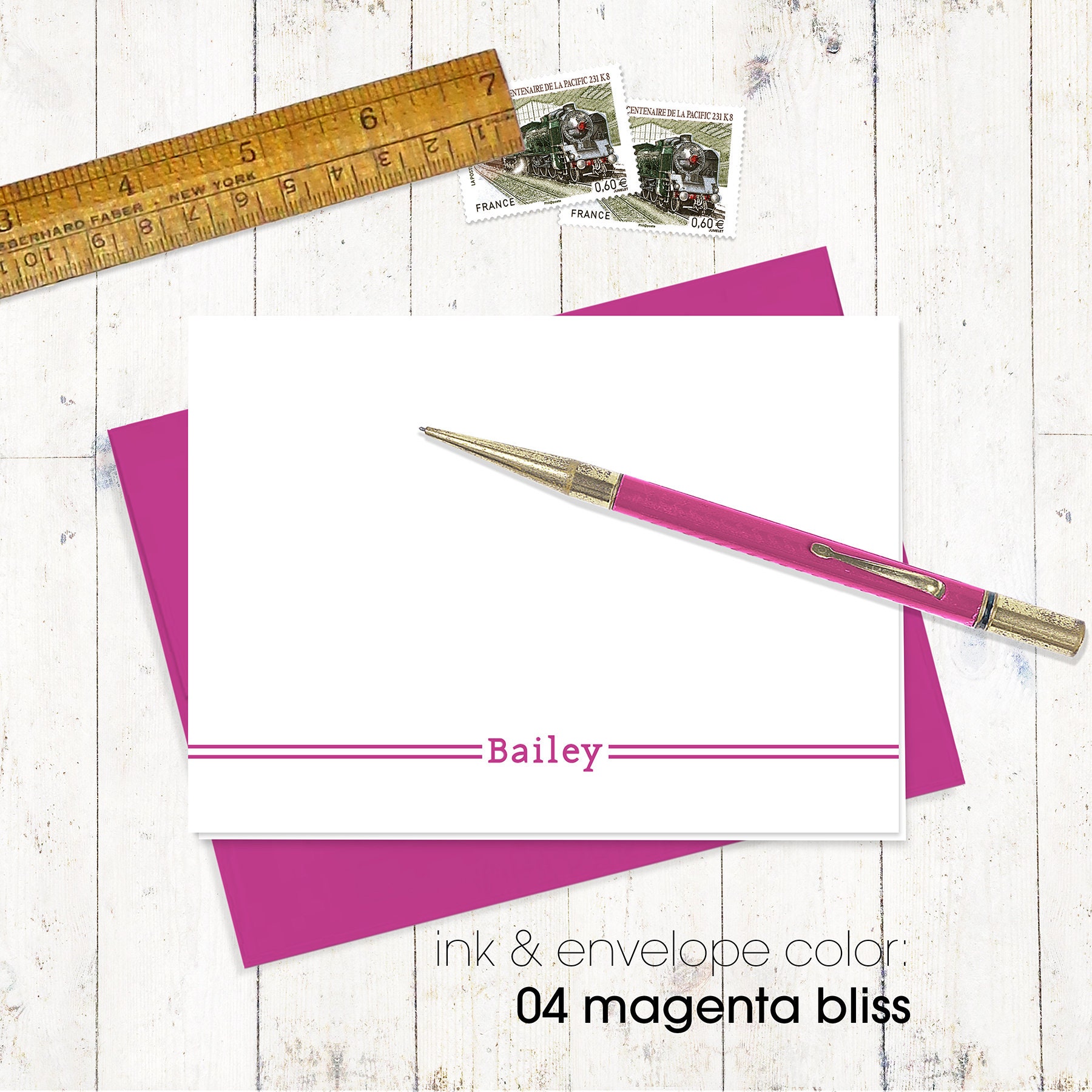 Personalized Stationery Set DOUBLE LINES Masculine | Etsy