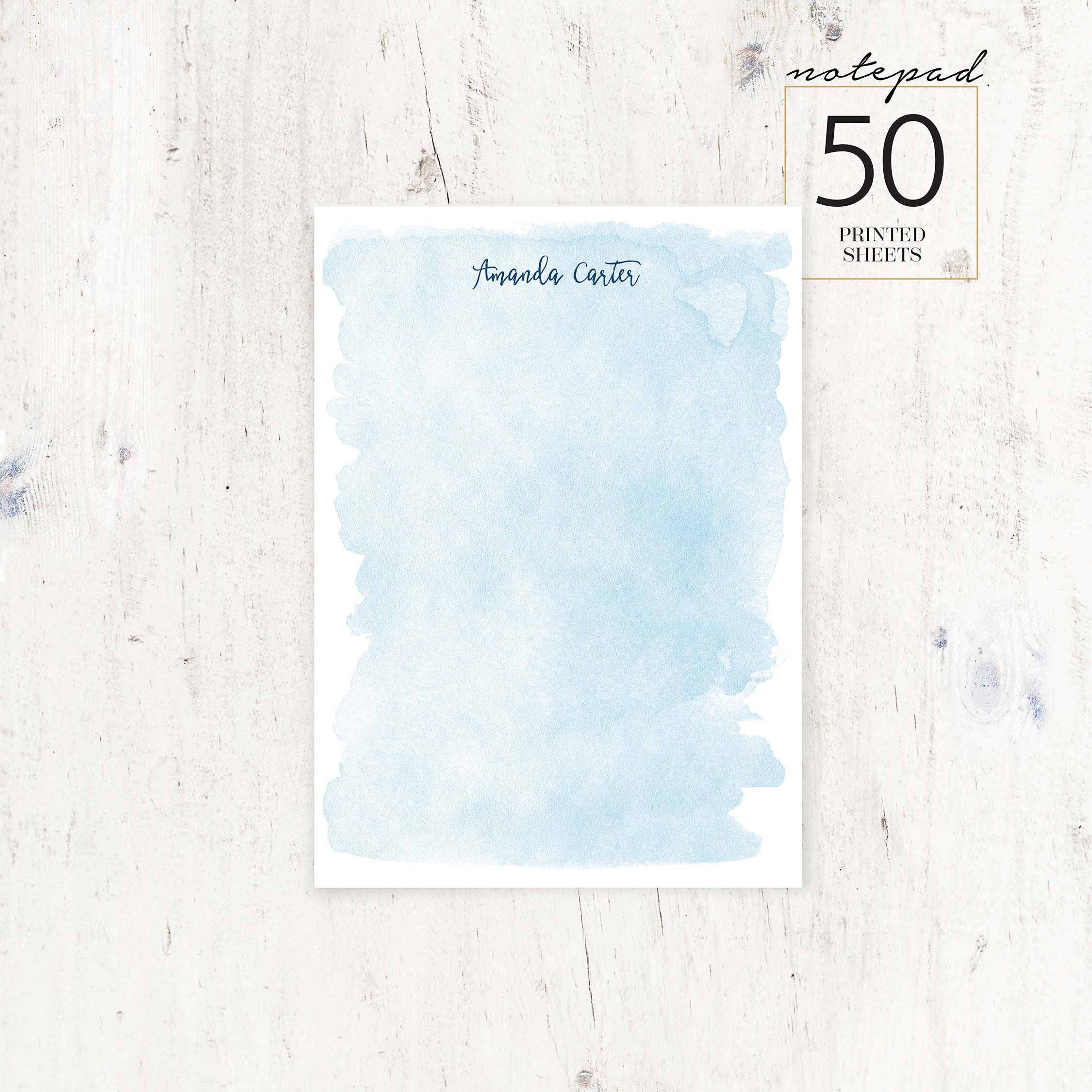 Mini Stationery Bundle - BLUE WATERCOLOR WASH - Custom Stationary ...