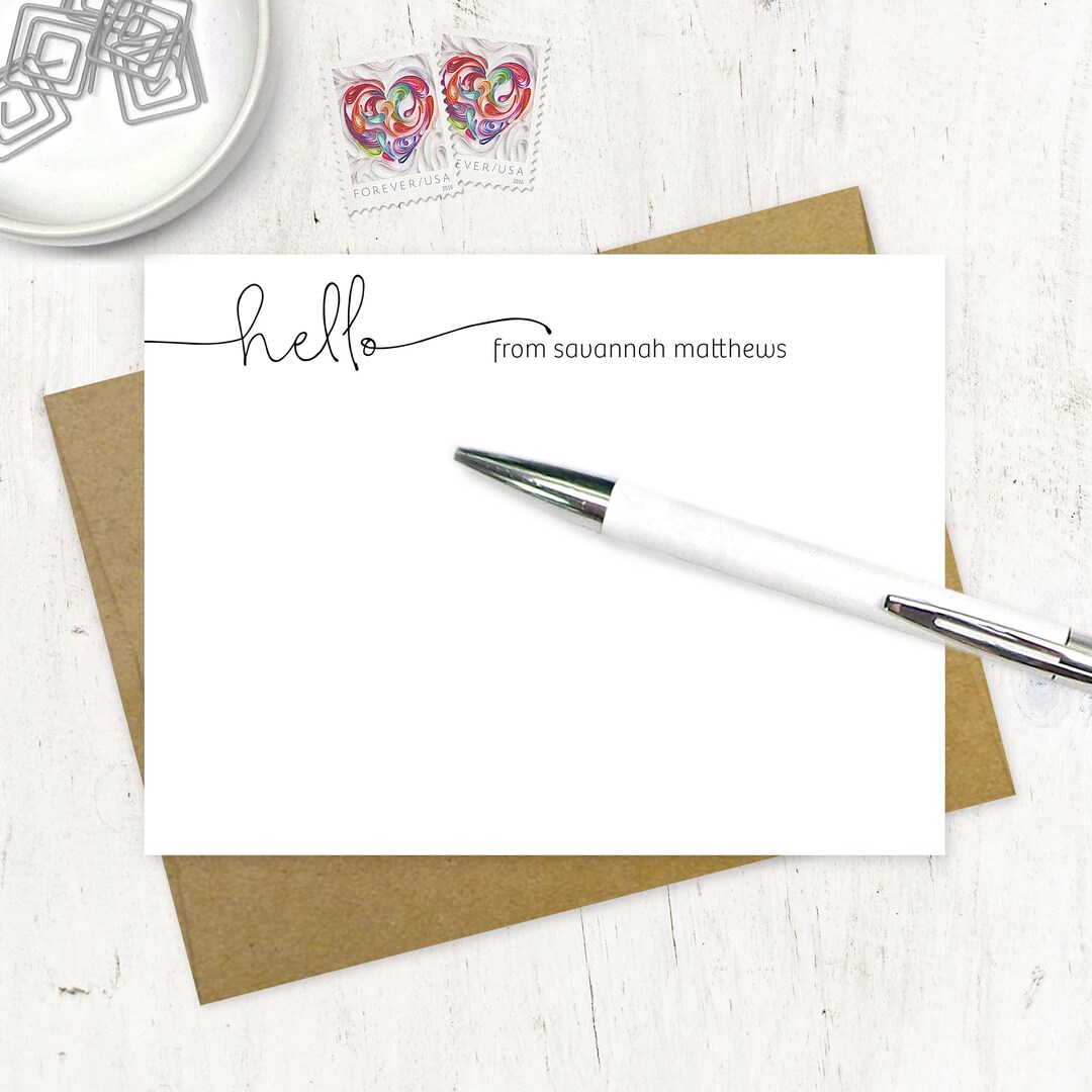 Personalized Note Card Set - HANDWRITING HELLO - Fun Note Cards ...