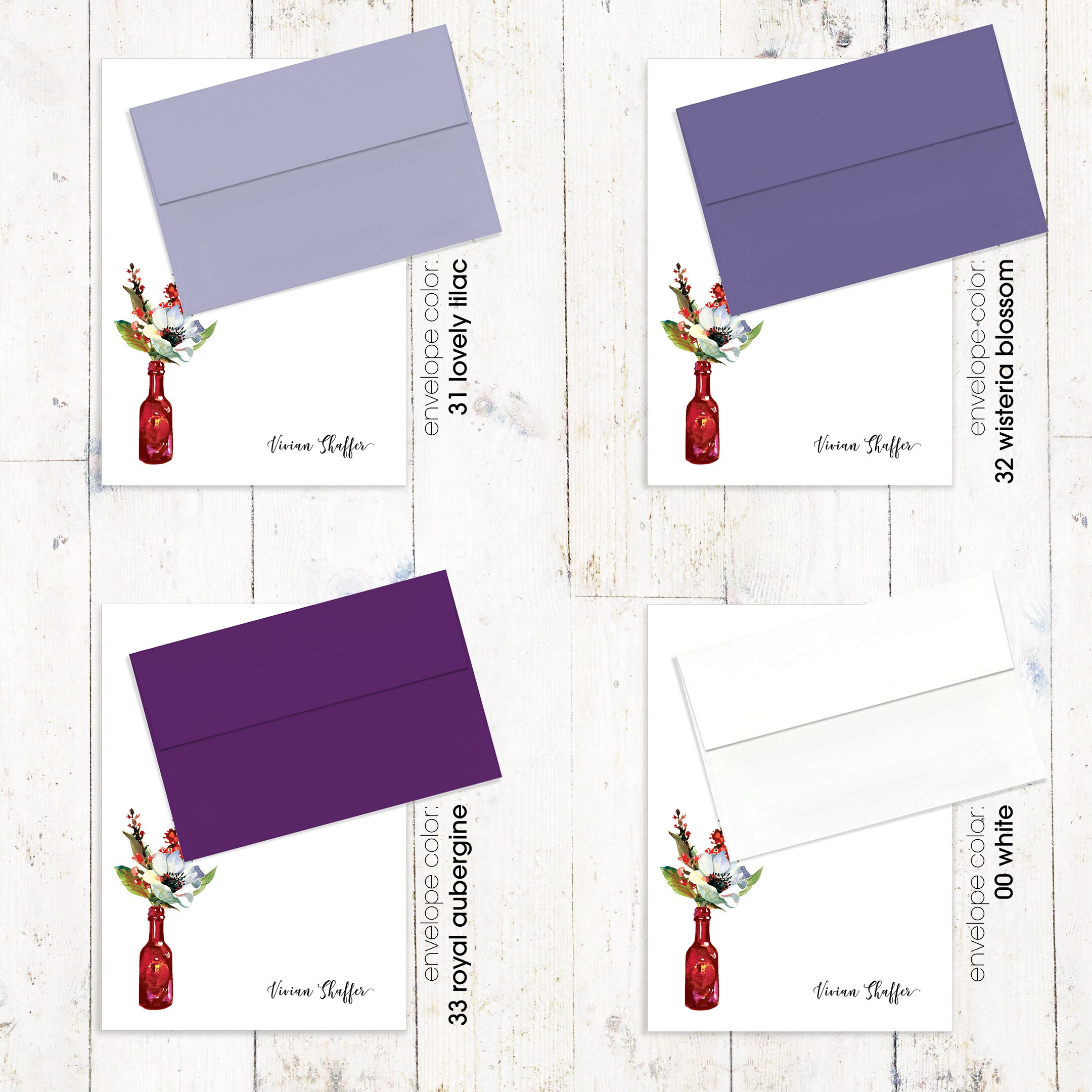 Personalized Notepad Watercolor Flowers in RED WINE BOTTLE | Etsy