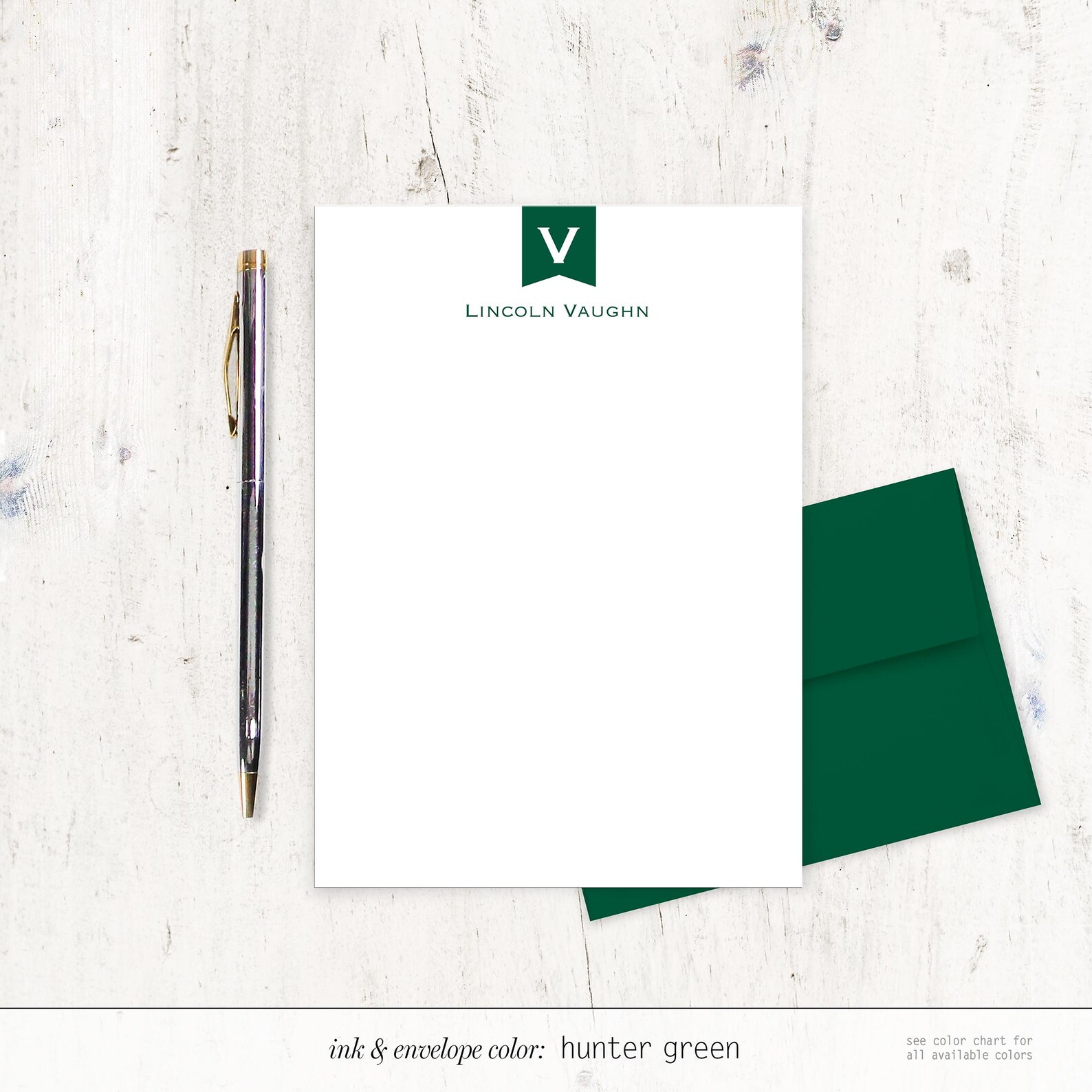 Personalized Notepad - BANNER MONOGRAM - Business Stationery Masculine ...