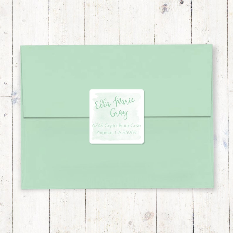 Personalized Return Address LABEL MINT WATERCOLOR Wash - Etsy
