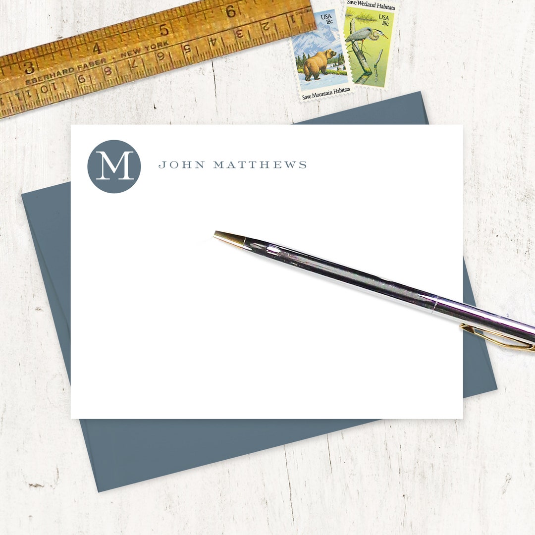 Personalized Note Card Set - CIRCLE MONOGRAM - Modern Custom Stationery ...