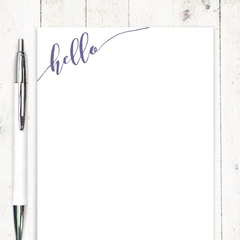 Personalized Notepad CALLIGRAPHY HELLO Stationery - Etsy