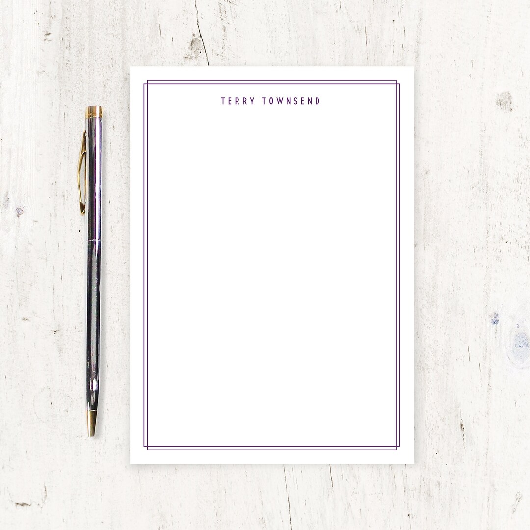 Personalized Notepad - DOUBLE BORDER UPPERCASE - Mens Stationery Modern ...