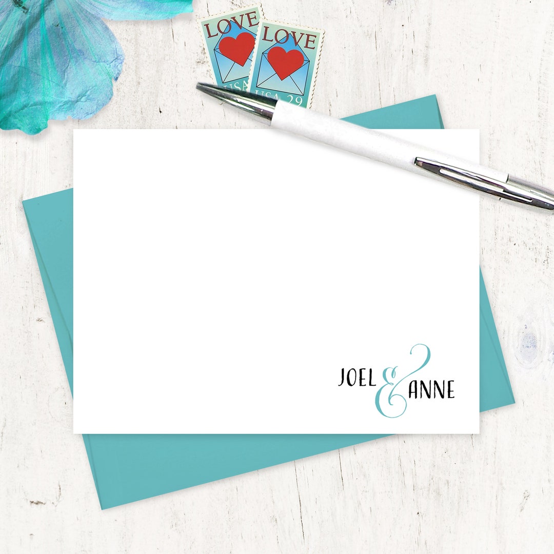 Personalized Note Card Set - COUPLES AND AMPERSAND - Wedding Stationery ...
