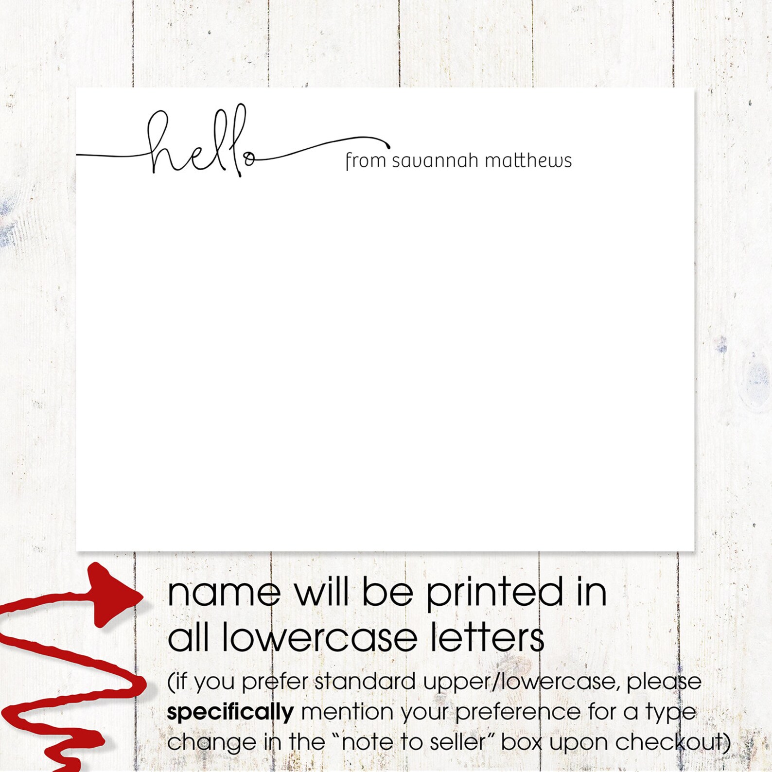 Personalized Note Card Set HANDWRITING HELLO Set of 12 - Etsy