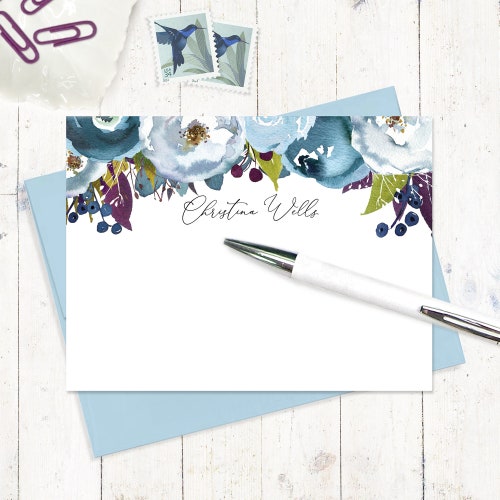 Personalized Floral Stationary Set Personalized Note Cards - Etsy