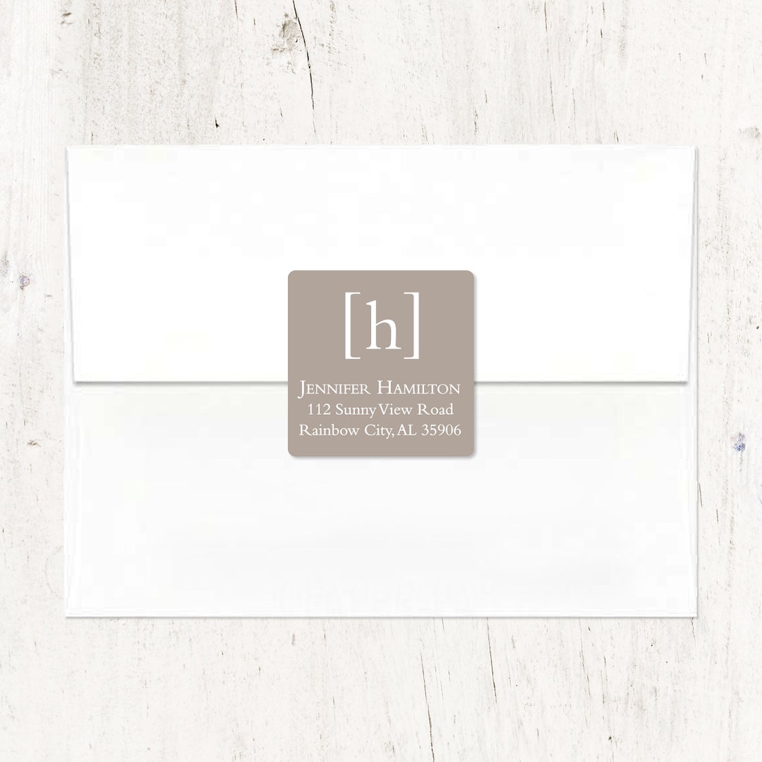 Personalized Return Address LABEL - SIMPLY CLASSIC Monogram - Square ...