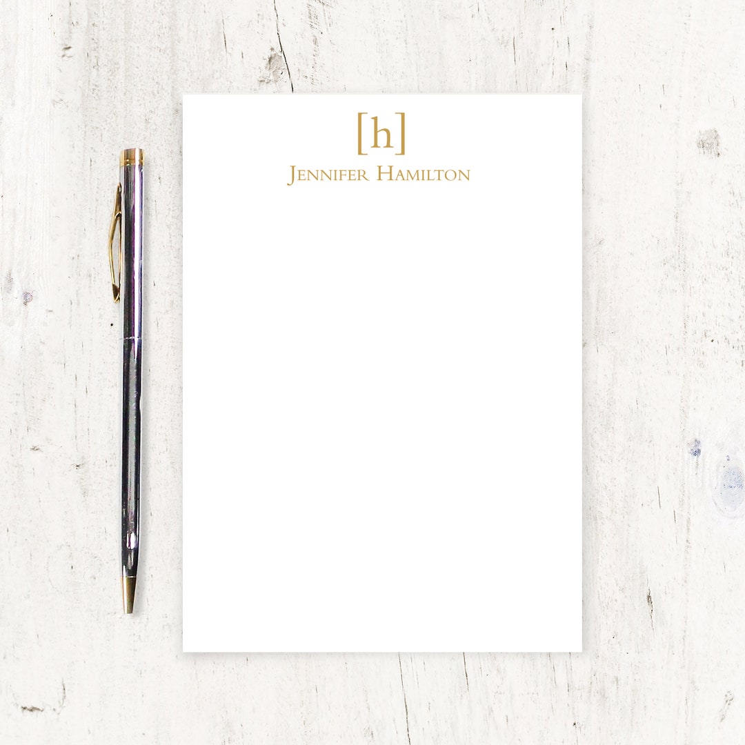 Personalized Notepad SIMPLY CLASSIC MONOGRAM Classy Stationery Modern ...