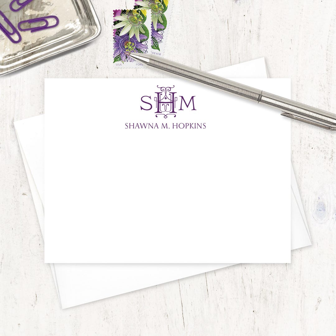 Personalized Note Card Set - MAJESTIC 3-LETTER MONOGRAM - Classic ...