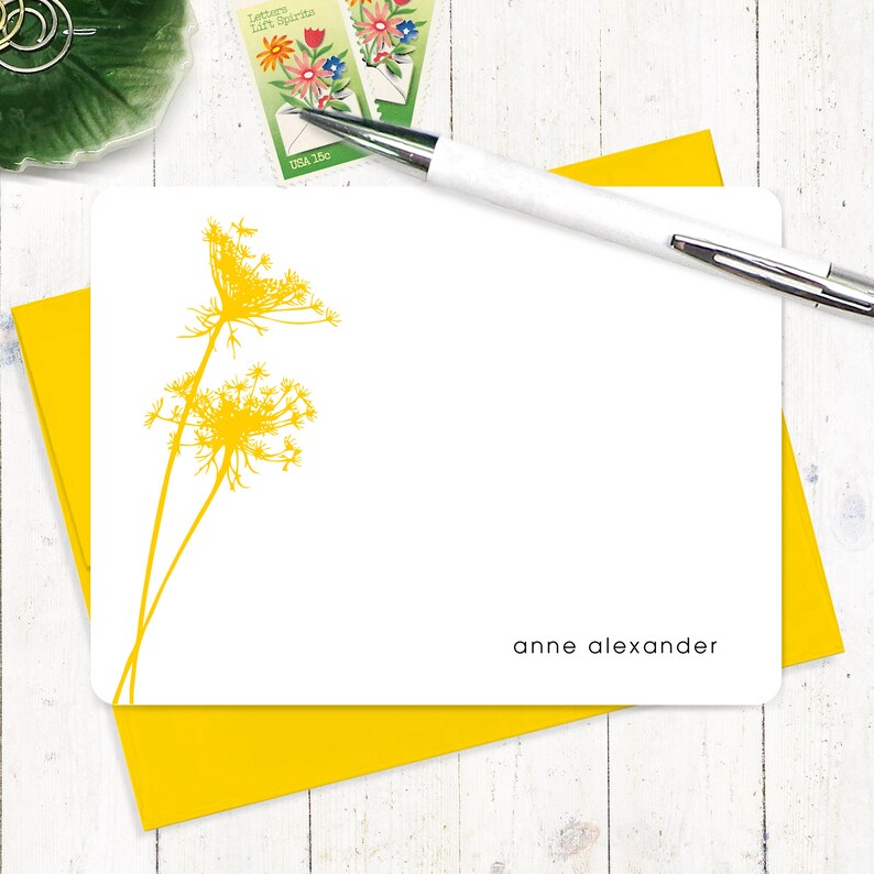 Personalized stationery set QUEEN ANNES LACE notepad and | Etsy