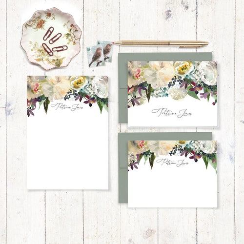 Personalized Floral Stationary Set Personalized Note Cards - Etsy