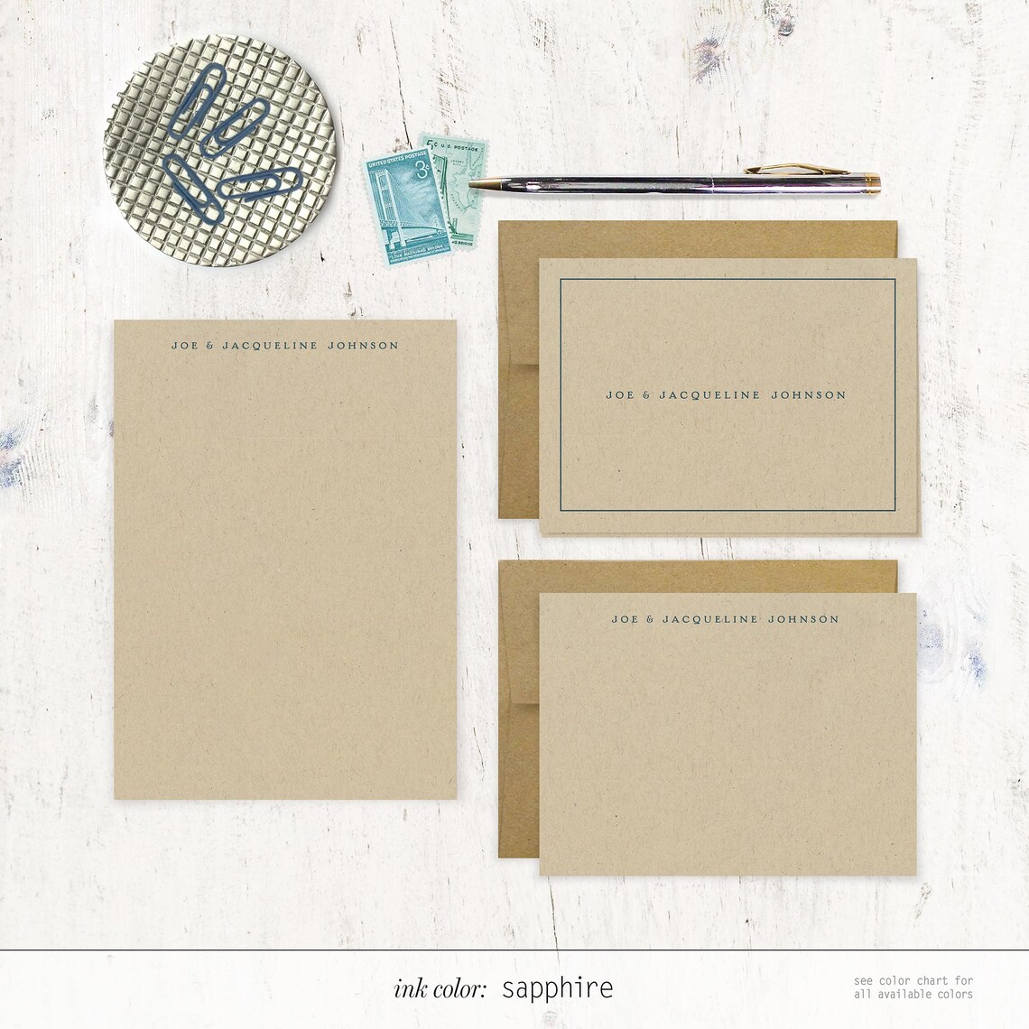 Complete Personalized Stationery Set - PERFECTLY SIMPLE on KRAFT ...
