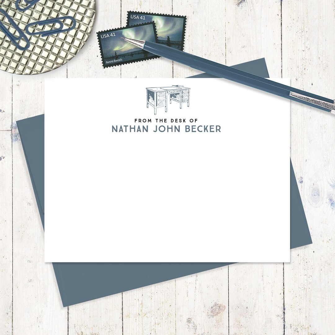 Personalized Note Card Set FROM the DESK of VINTAGE Men's Stationery ...