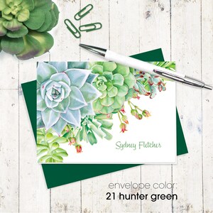Personalized Stationery Set SUCCULENT GARDEN WATERCOLOR Flowers Floral ...