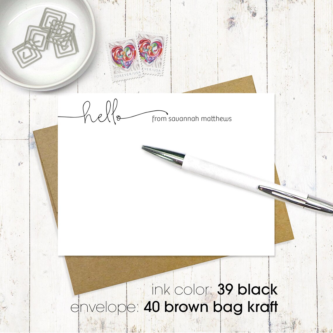 Personalized Note Card Set HANDWRITING HELLO Set of 12 - Etsy