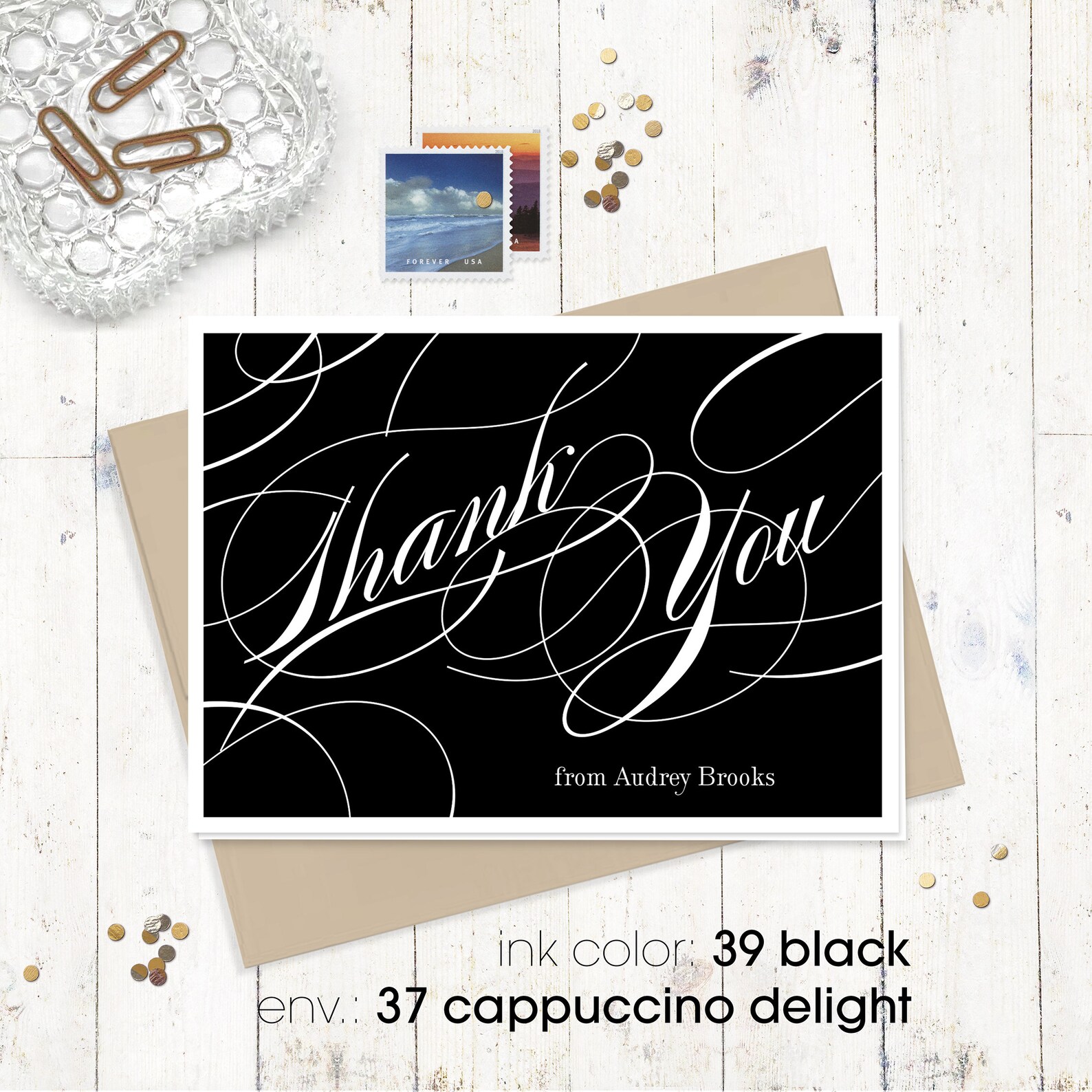 Personalized Thank You Note Cards FANCY THANK YOU Elegant - Etsy