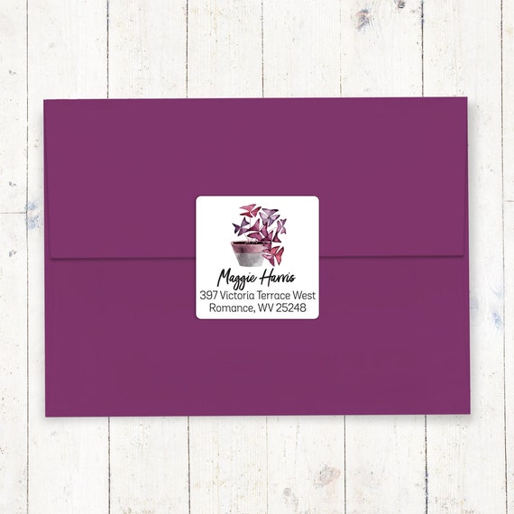 Personalized Return Address LABEL Watercolor PURPLE SHAMROCK - Etsy