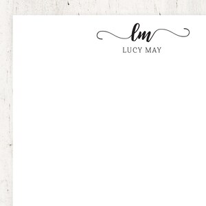 Personalized Note Card Set - LUCY MONOGRAM - Girls Stationery Cursive ...