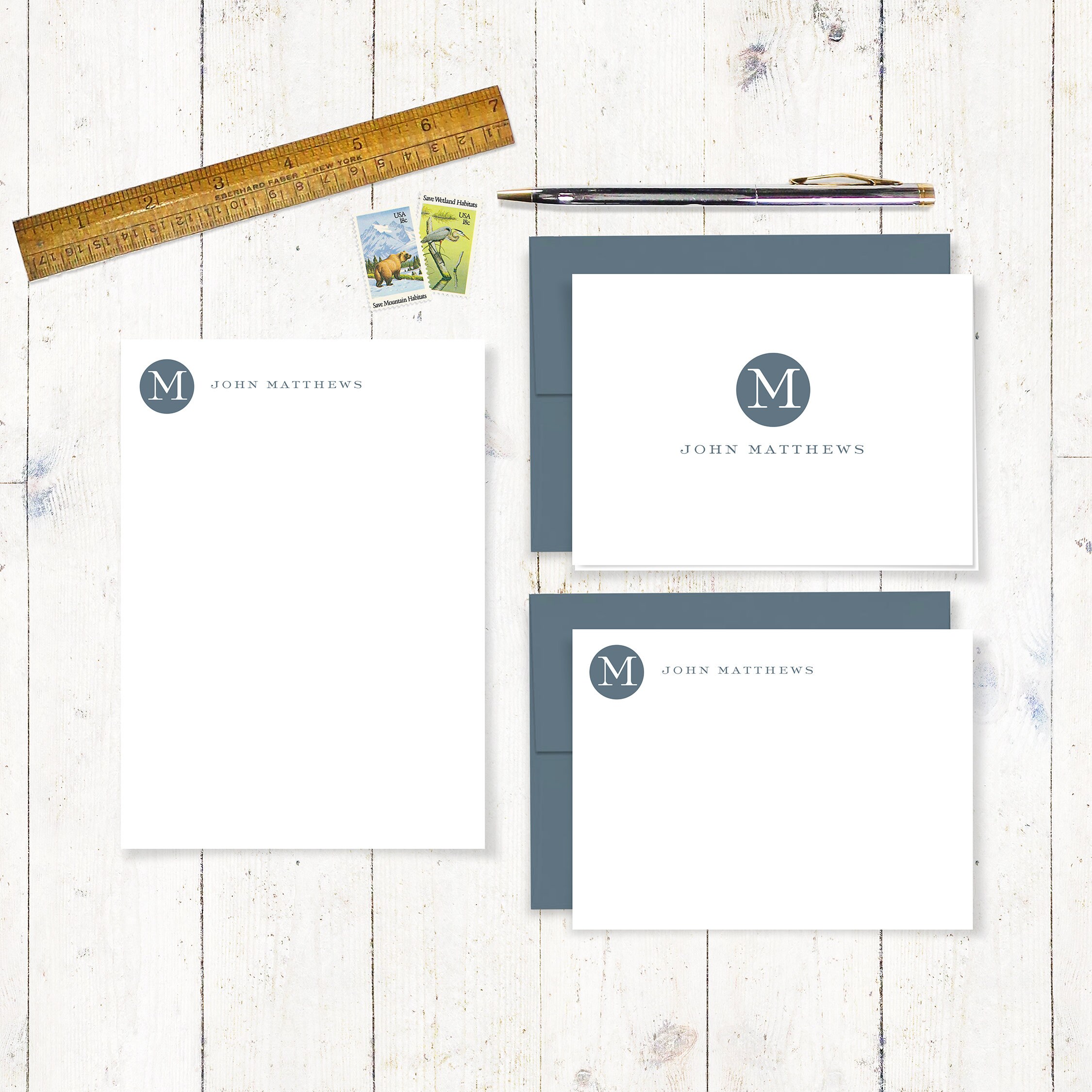 complete personalized stationery set CIRCLE MONOGRAM | Etsy