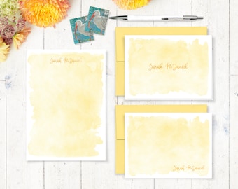 Personalized Stationery Set . Watercolor Sunflowers . Notepad - Etsy