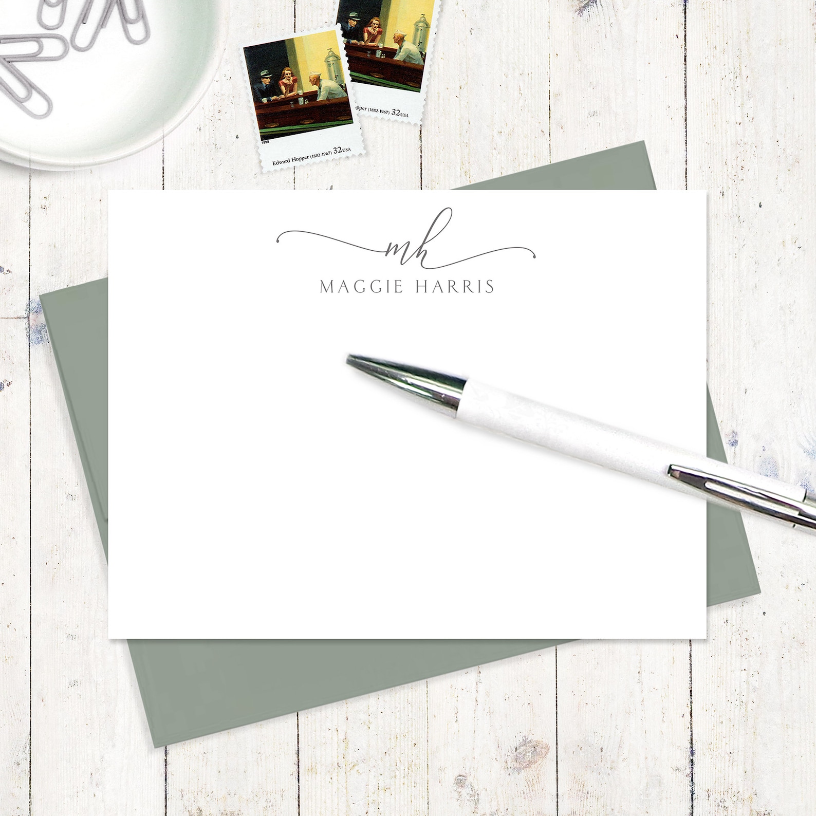 Personalized Note Card Set EXQUISITE SCRIPT MONOGRAM | Etsy