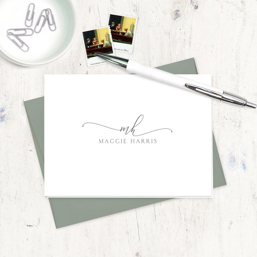Personalized Stationery Set EXQUISITE SCRIPT MONOGRAM Monogrammed ...