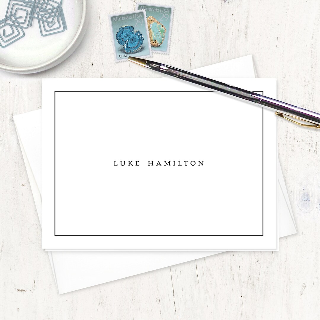 Personalized Stationery Set - PERFECTLY SIMPLE on WHITE - Modern ...