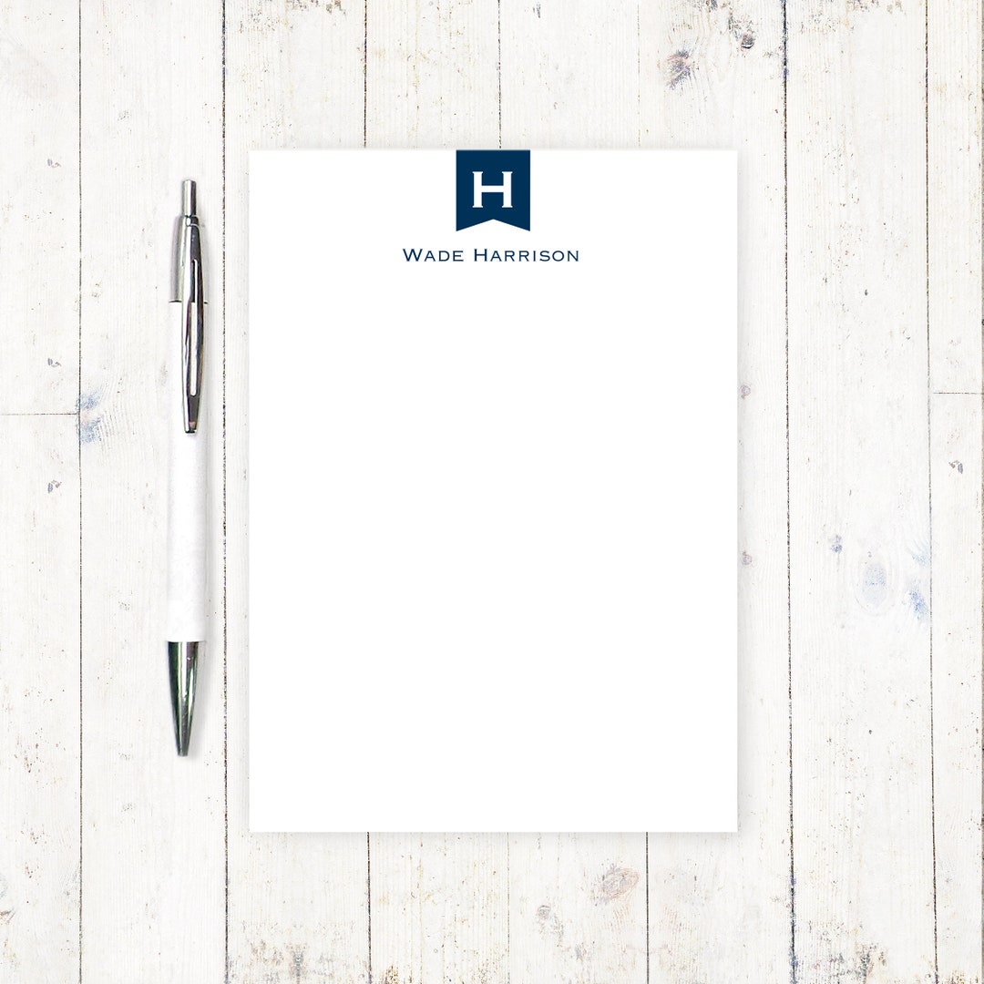Personalized Notepad BANNER MONOGRAM Business Stationery - Etsy