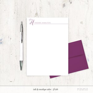 Personalized Notepad - CURSIVE INITIAL Monogram - Classic Stationery Monogrammed Stationary ...