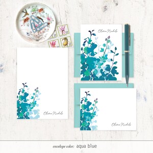Complete Personalized Stationery Set - TEAL WATERCOLOR ORCHID - Pretty ...