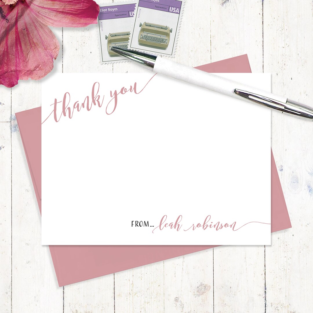 Personalized Note Card Set CALLIGRAPHY THANK YOU Thanks - Etsy
