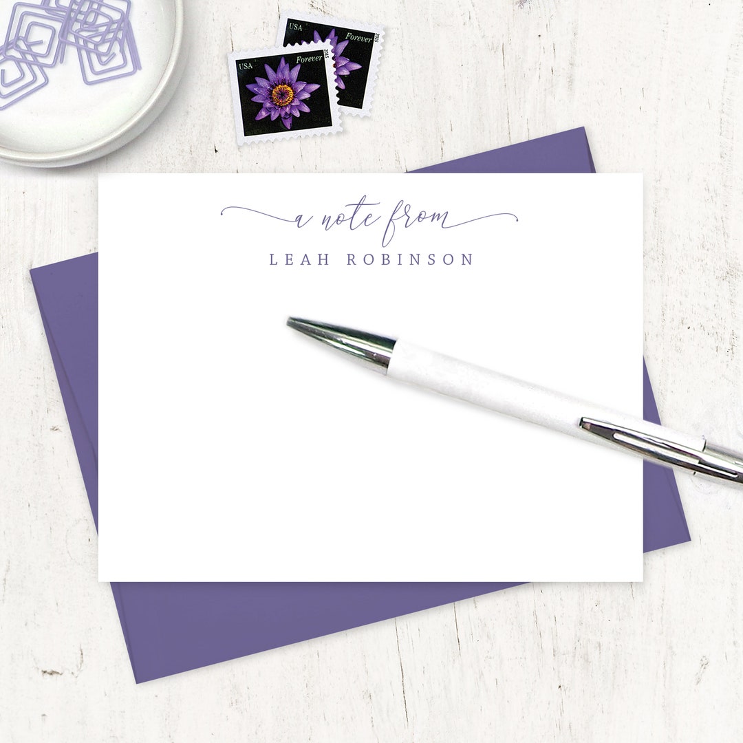 Personalized Note Card Set - CLASSY a NOTE FROM - Modern Stationary ...